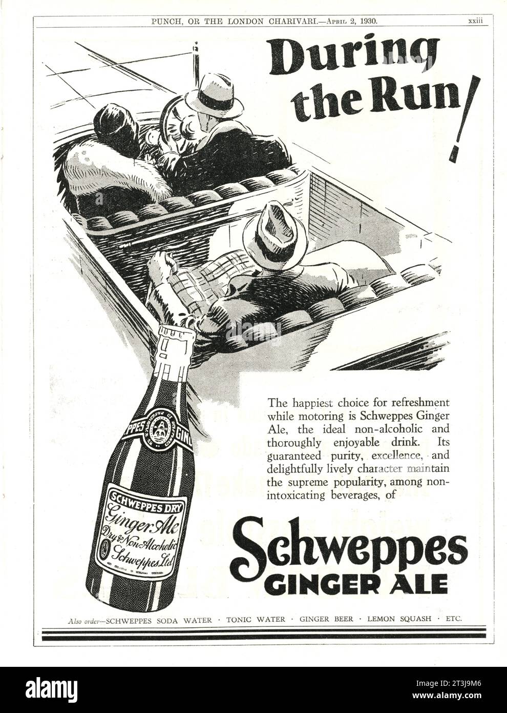 During the Run ! SCHWEPPES GINGER ALE 1930 British Magazine ...