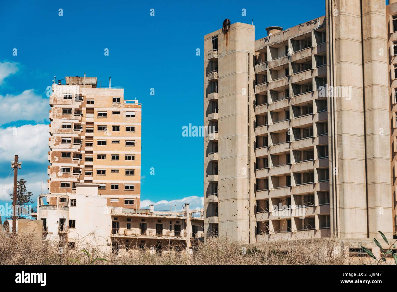 Abandoned apartment blocks in Varosha, Northern Cyprus. Residents fled ...
