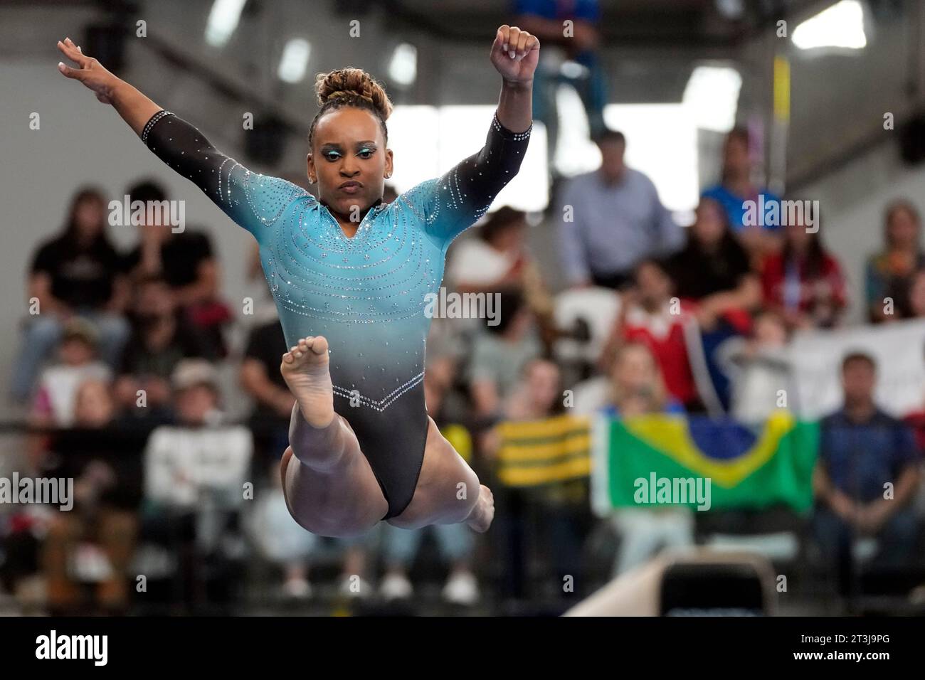 Brazil's Rebeca Andrade competes in the women's gymnastics balance beam ...