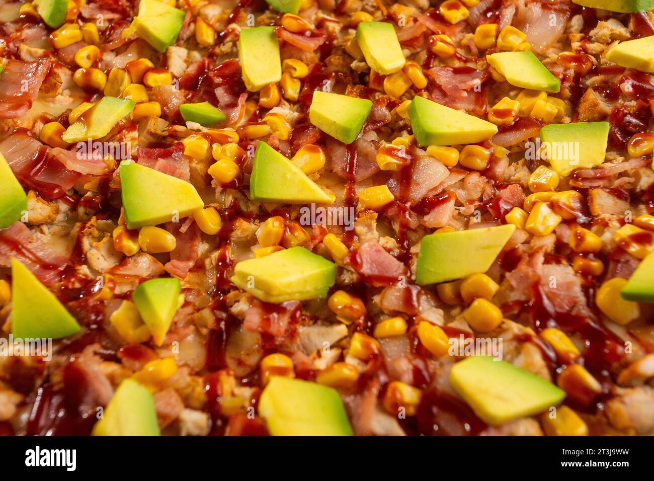 BBQ chicken pizza - Neapolitan sauce and cheese base. Fusion of chicken ...