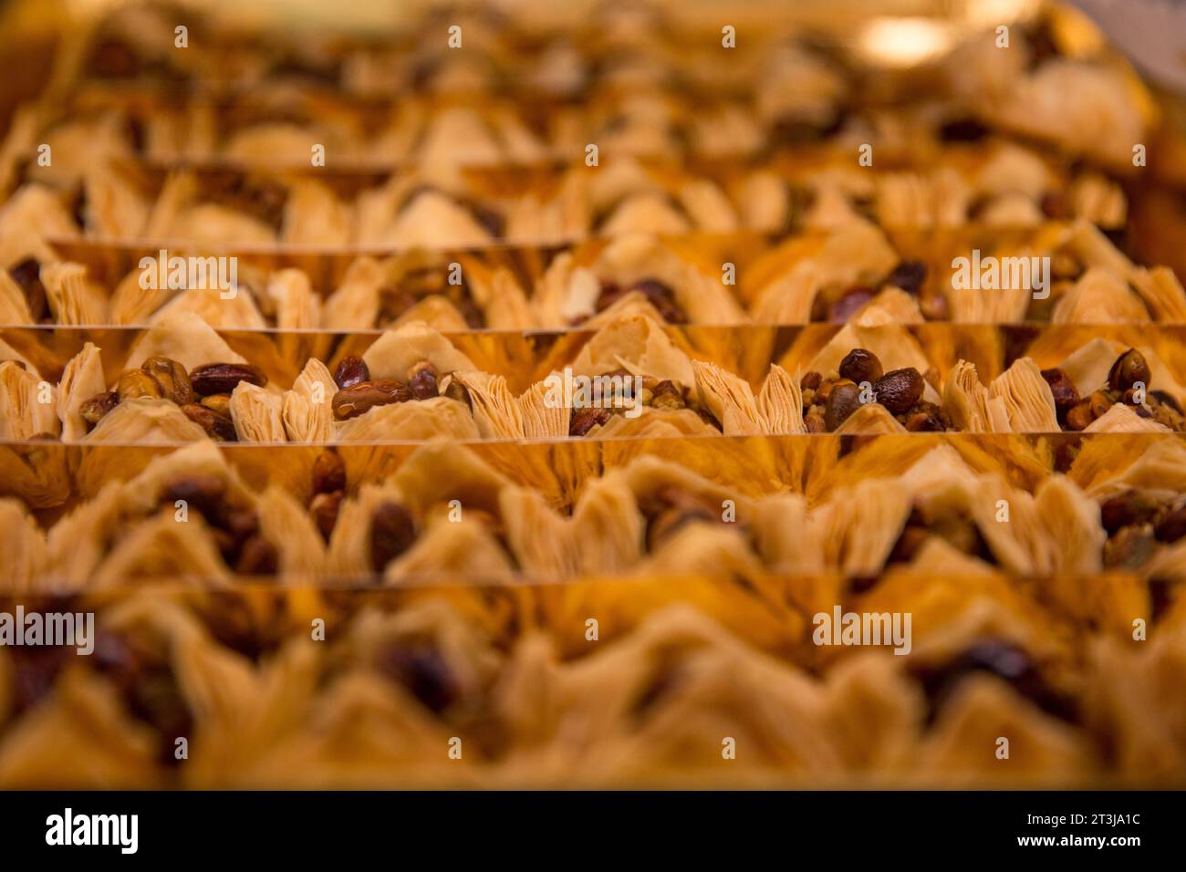 Baklava at a Mediterranean Bakery on display Stock Photo - Alamy