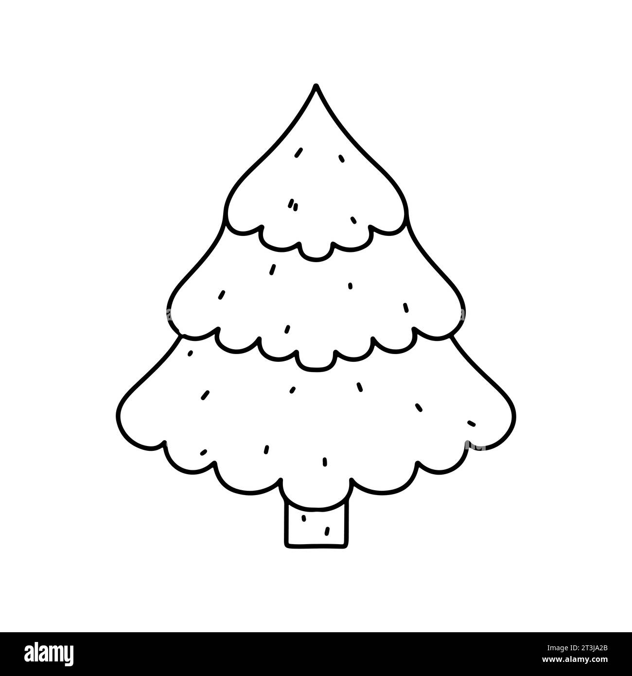 Beautiful Christmas tree. Hand drawn doodle style. Vector illustration ...