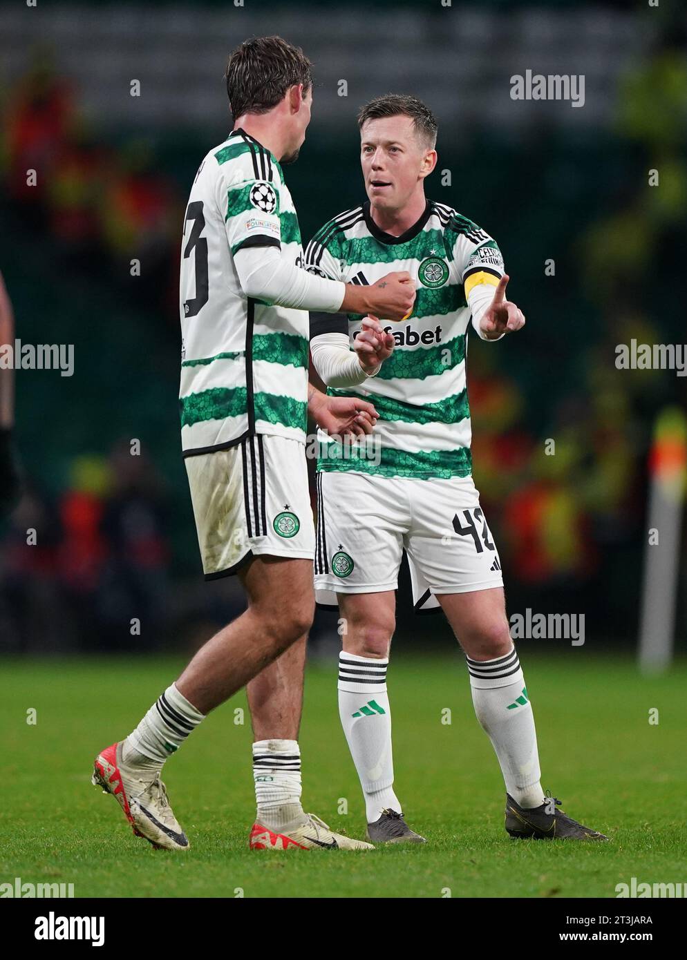 Celtic's Callum McGregor instructs team-mate Matt O'Riley during the ...
