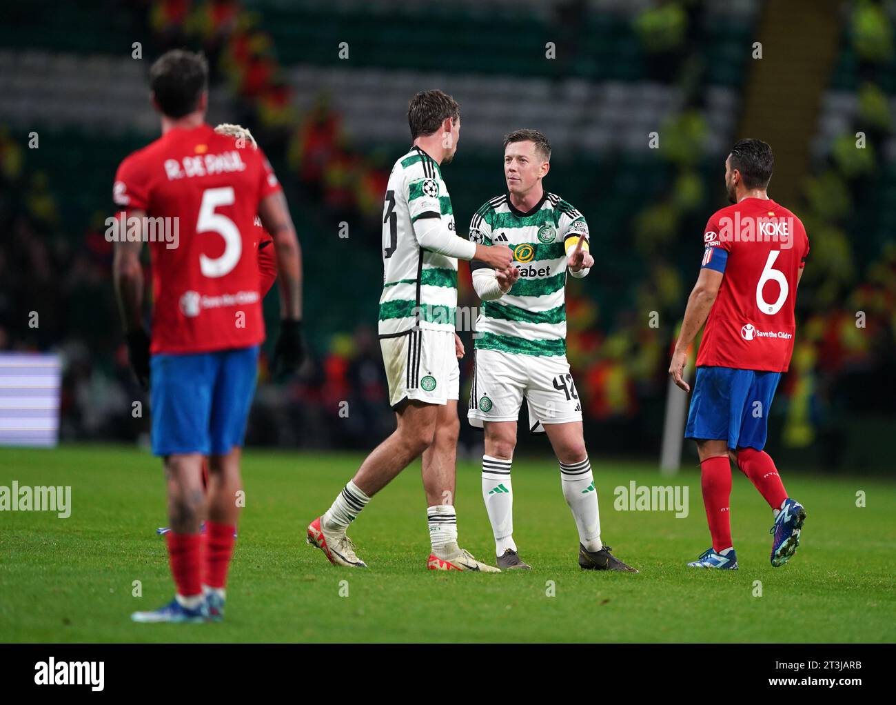 Celtic's Callum McGregor instructs team-mate Matt O'Riley during the ...