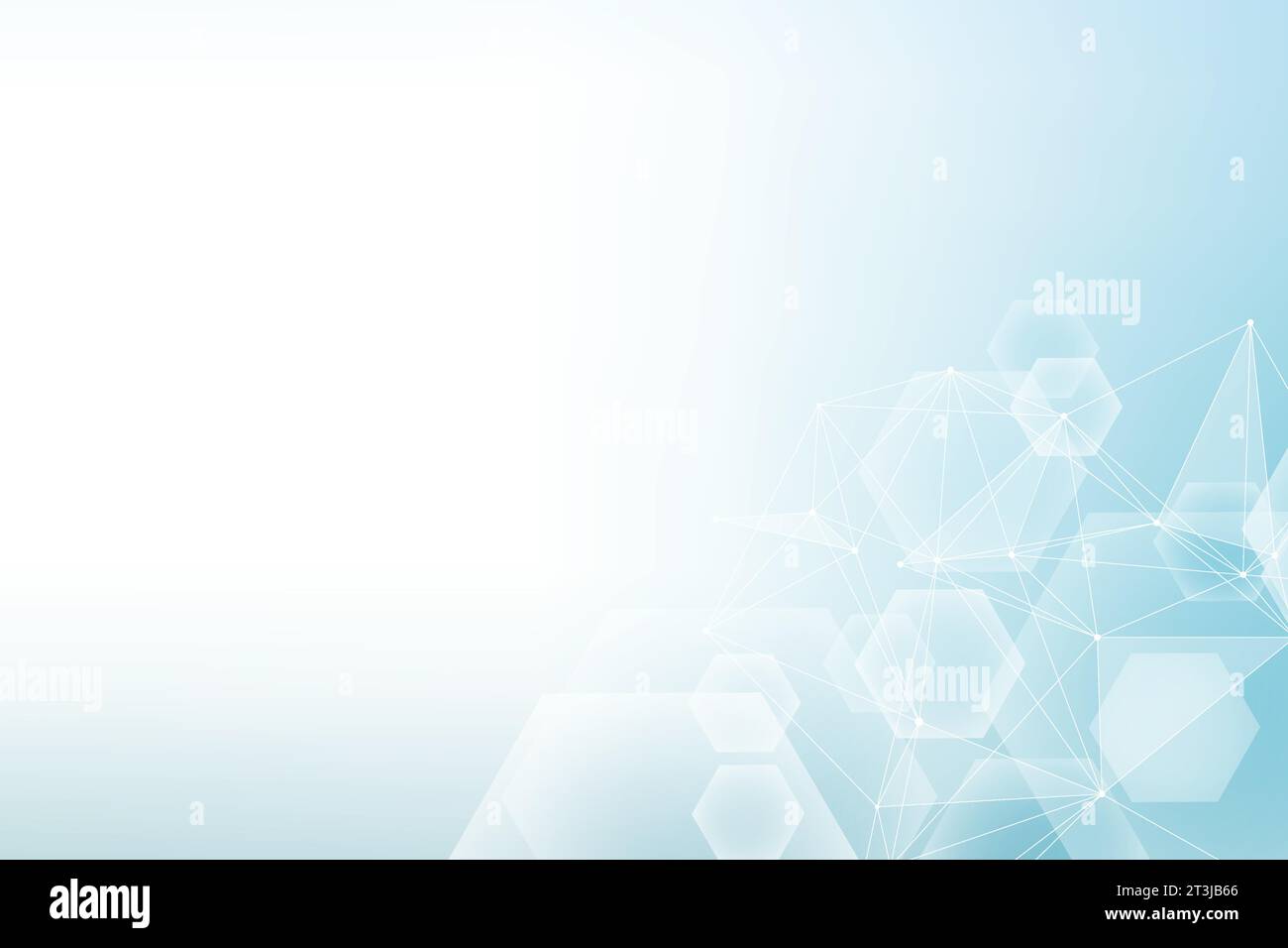 Modern scientific background with hexagons, lines and dots. Wave flow ...