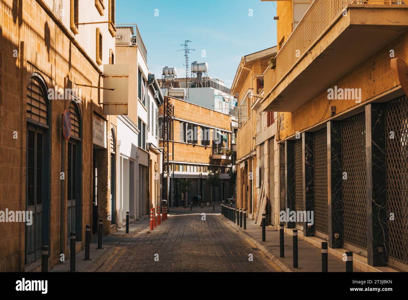 a deserted street in the old walled city of Nicosia, Cyprus Stock Photo ...