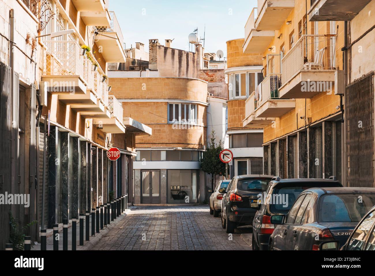 a quiet, neat and tidy street in the old walled city of Nicosia, Cyprus ...