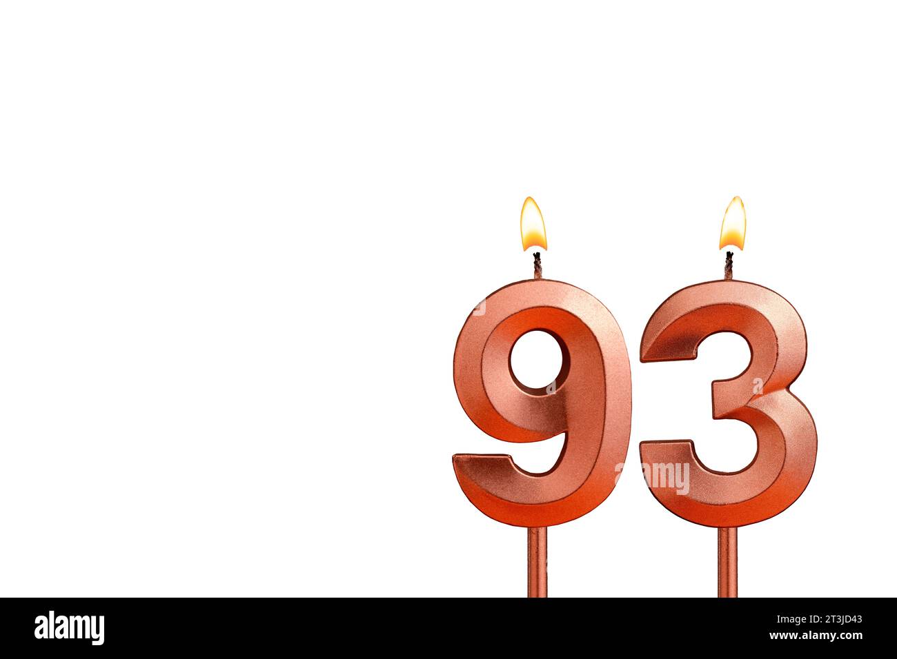 Birthday candle number 93 on white background Stock Photo - Alamy