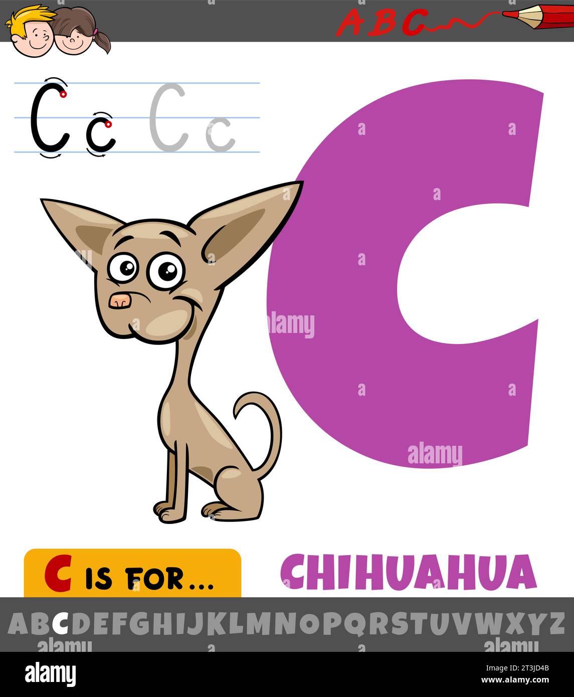 Educational cartoon illustration of letter C from alphabet with ...