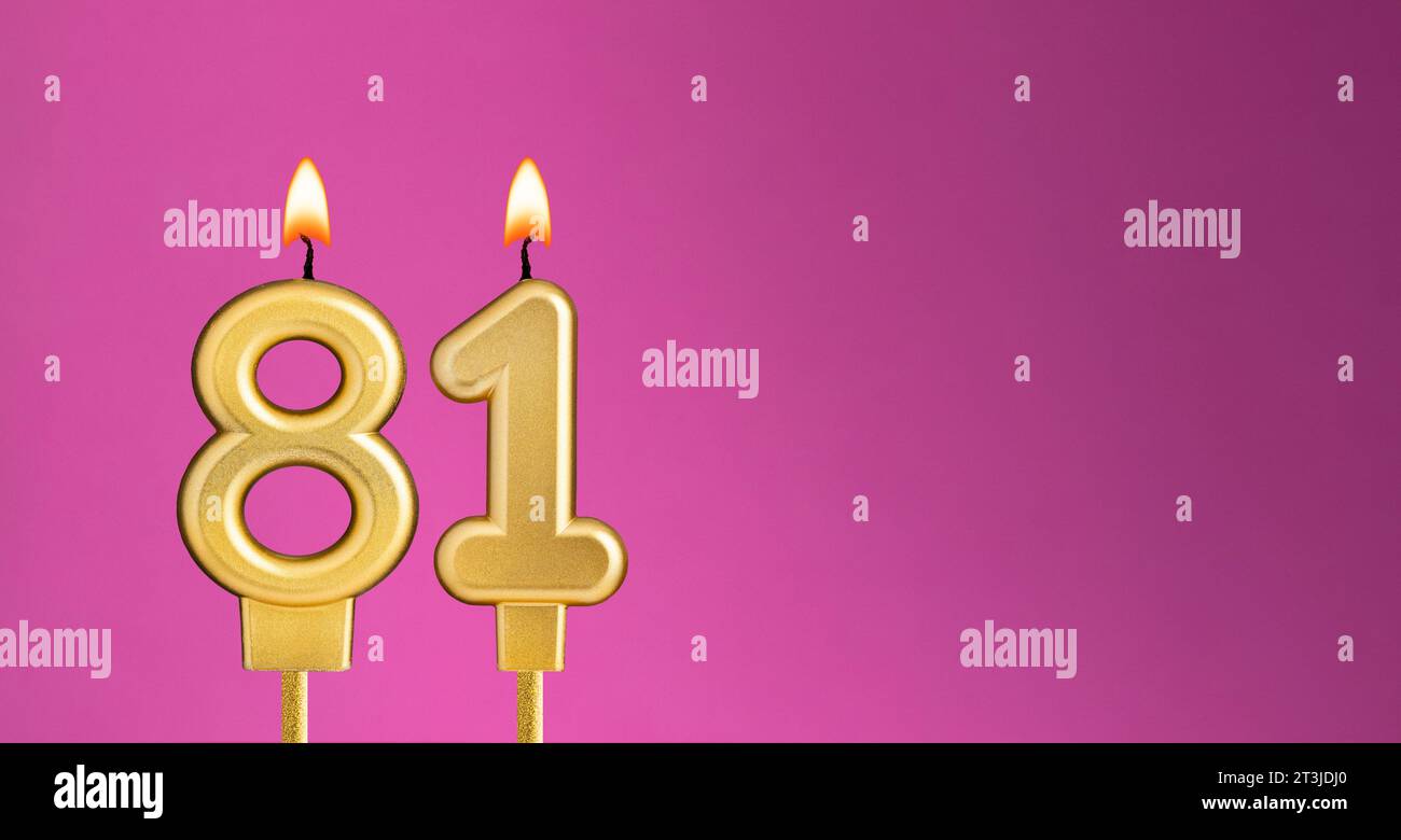 Candle number 81 in purple background - birthday card Stock Photo - Alamy