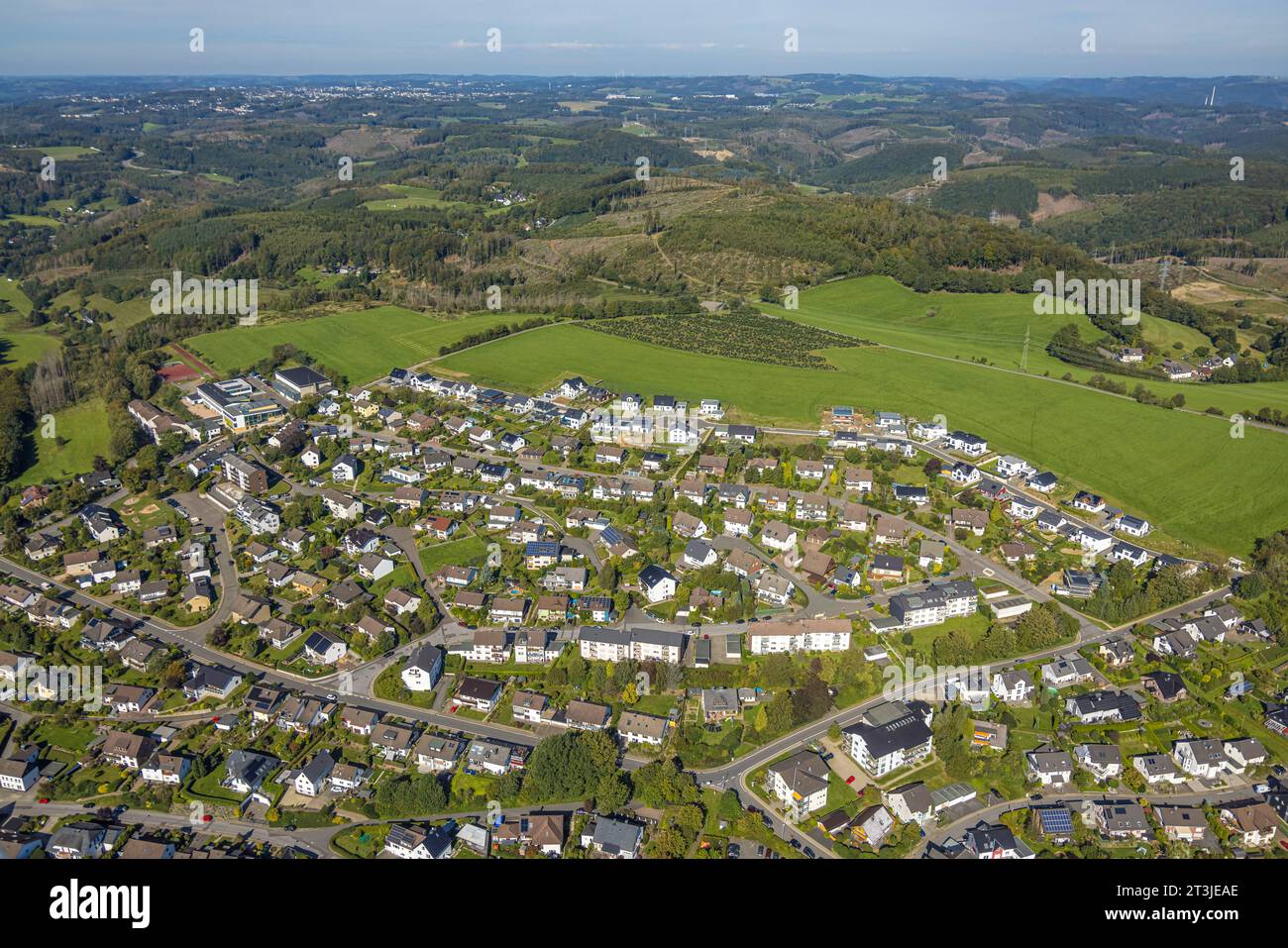Luftbild, Ortsansicht Herscheid-Nord, Baustelle mit Neubau Wohnsiedlung ...