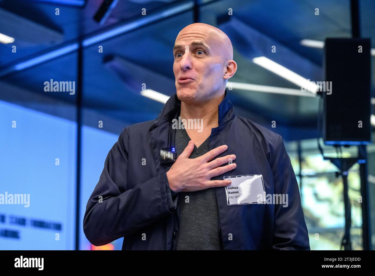 New York, USA. 25 Oct, 2023. Architect Joshua Ramus explains the ...