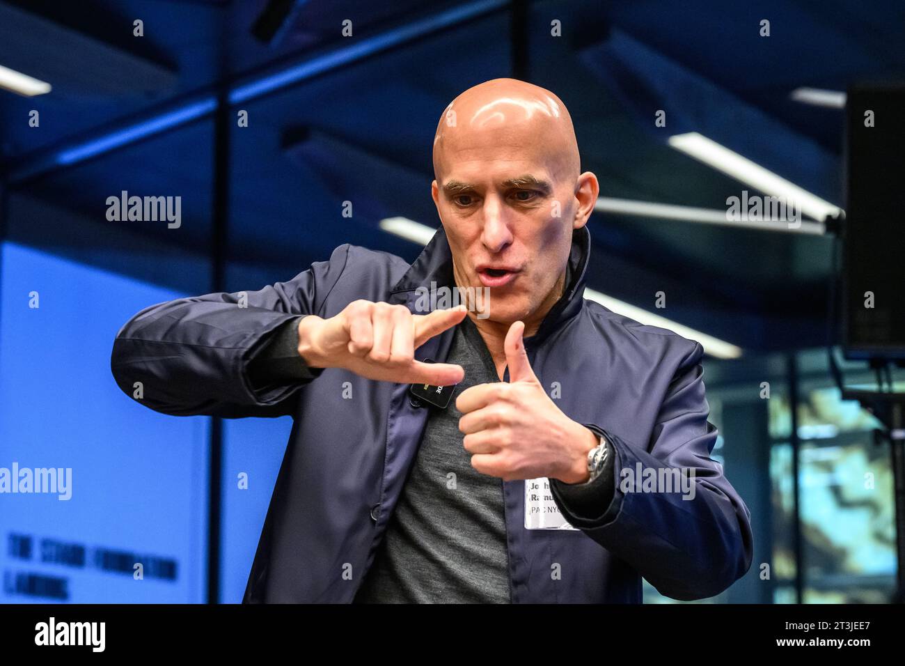 New York, USA. 25 Oct, 2023. Architect Joshua Ramus explains the ...