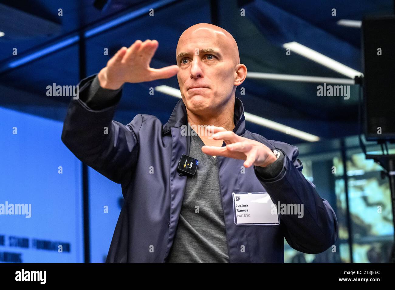 New York, USA. 25 Oct, 2023. Architect Joshua Ramus explains the ...