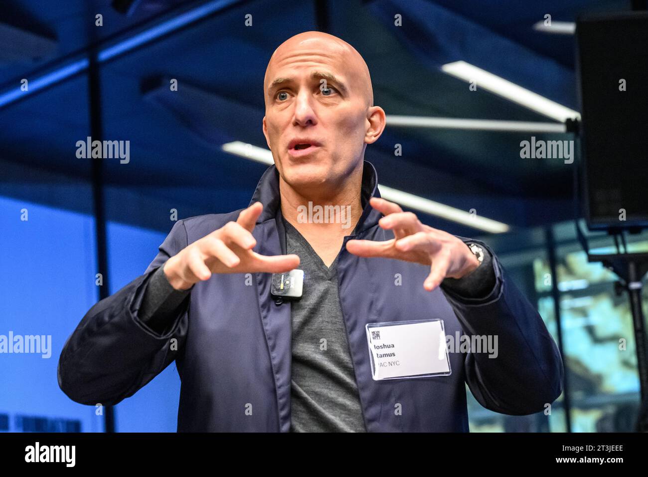 New York, USA. 25 Oct, 2023. Architect Joshua Ramus explains the ...