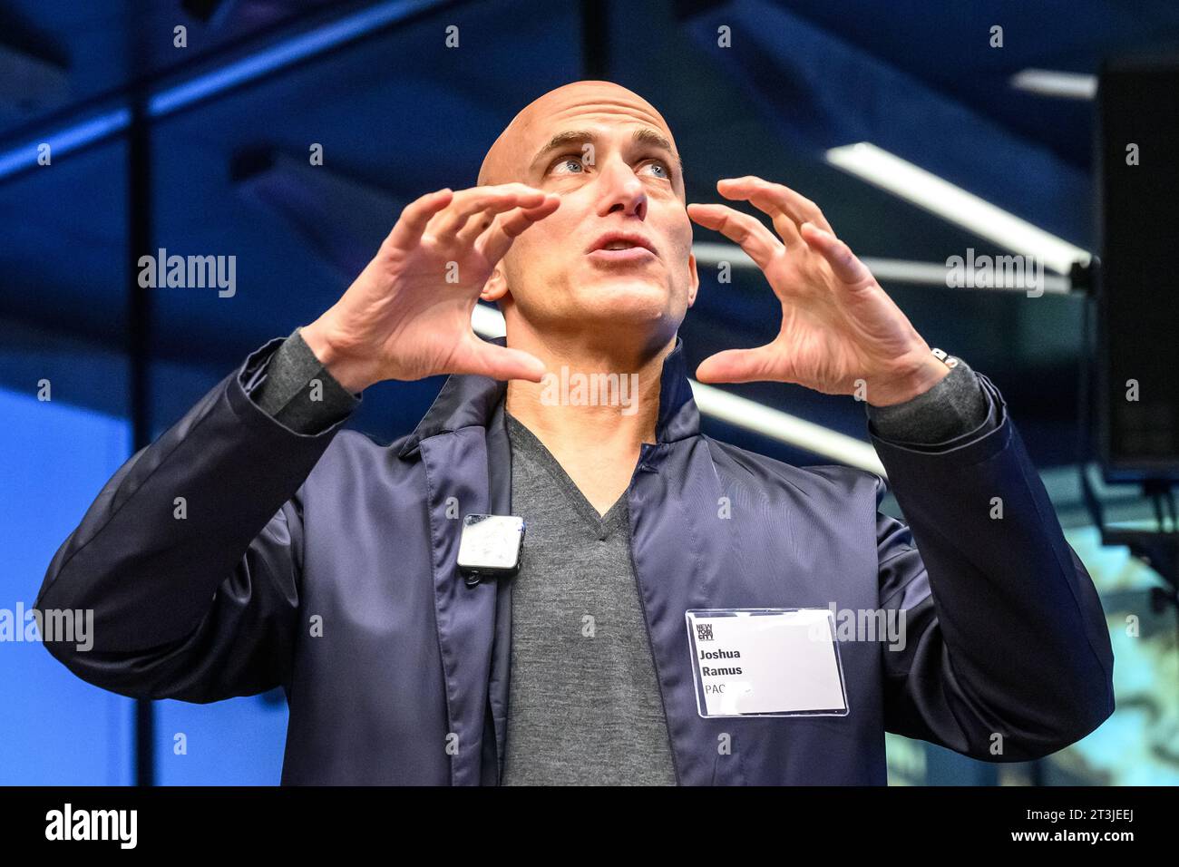 New York, USA. 25 Oct, 2023. Architect Joshua Ramus explains the ...