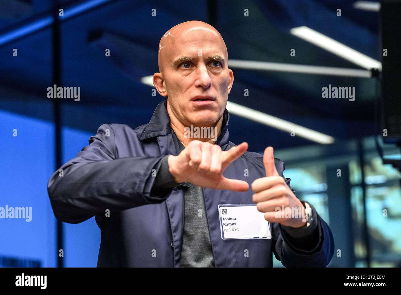 New York, USA. 25 Oct, 2023. Architect Joshua Ramus explains the ...