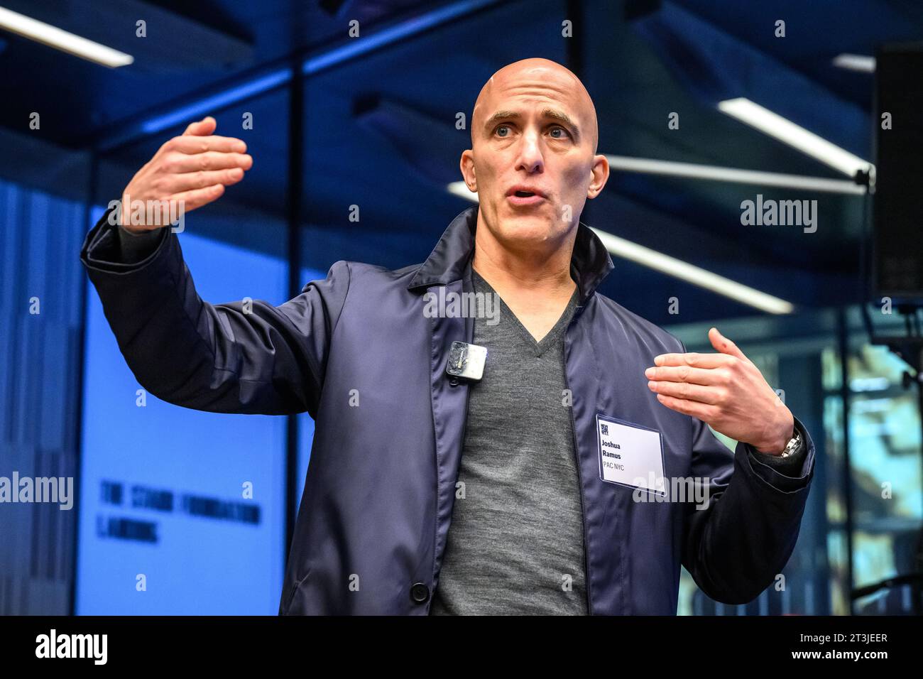 New York, USA. 25 Oct, 2023. Architect Joshua Ramus explains the ...