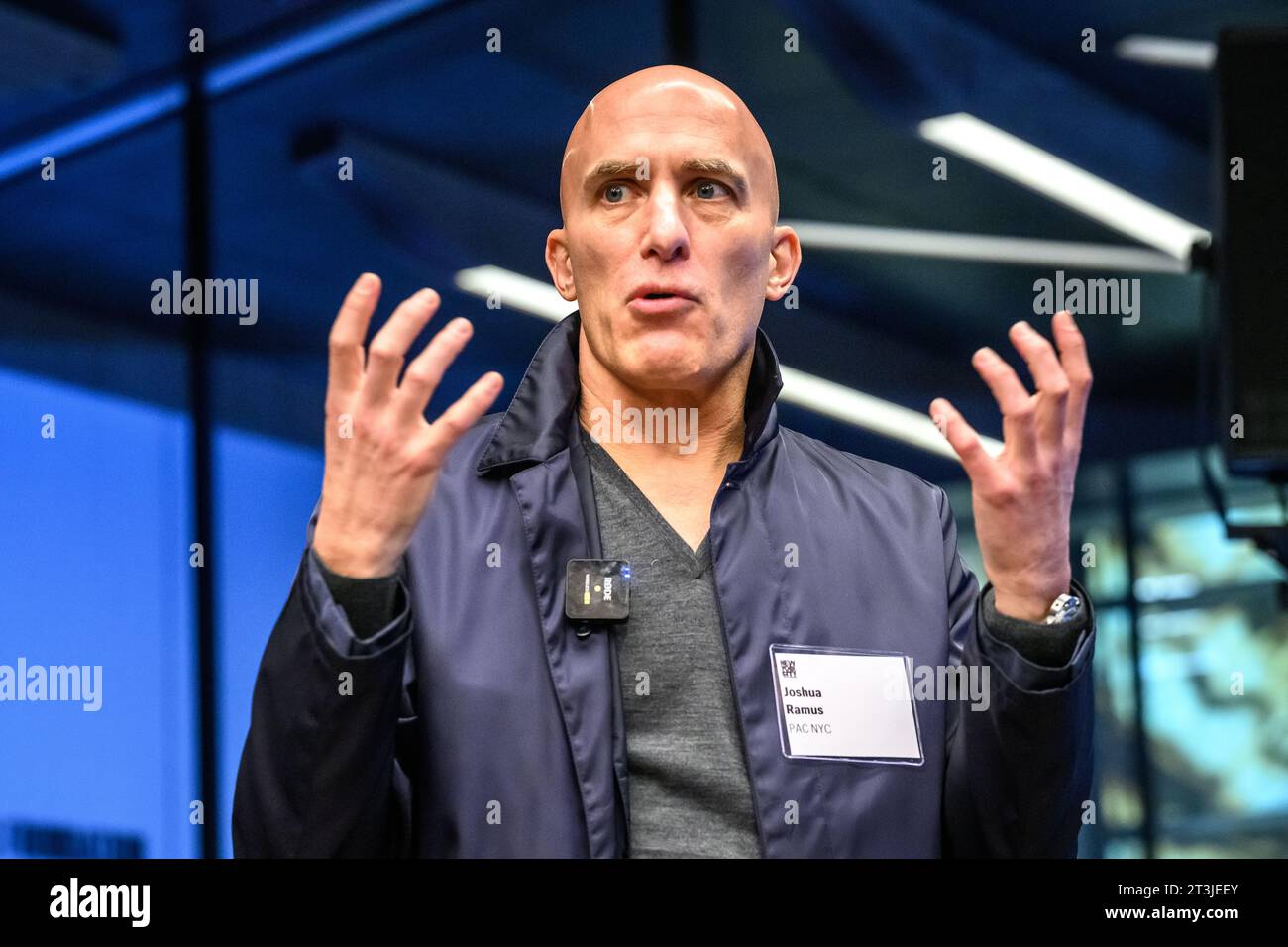 New York, USA. 25 Oct, 2023. Architect Joshua Ramus explains the ...