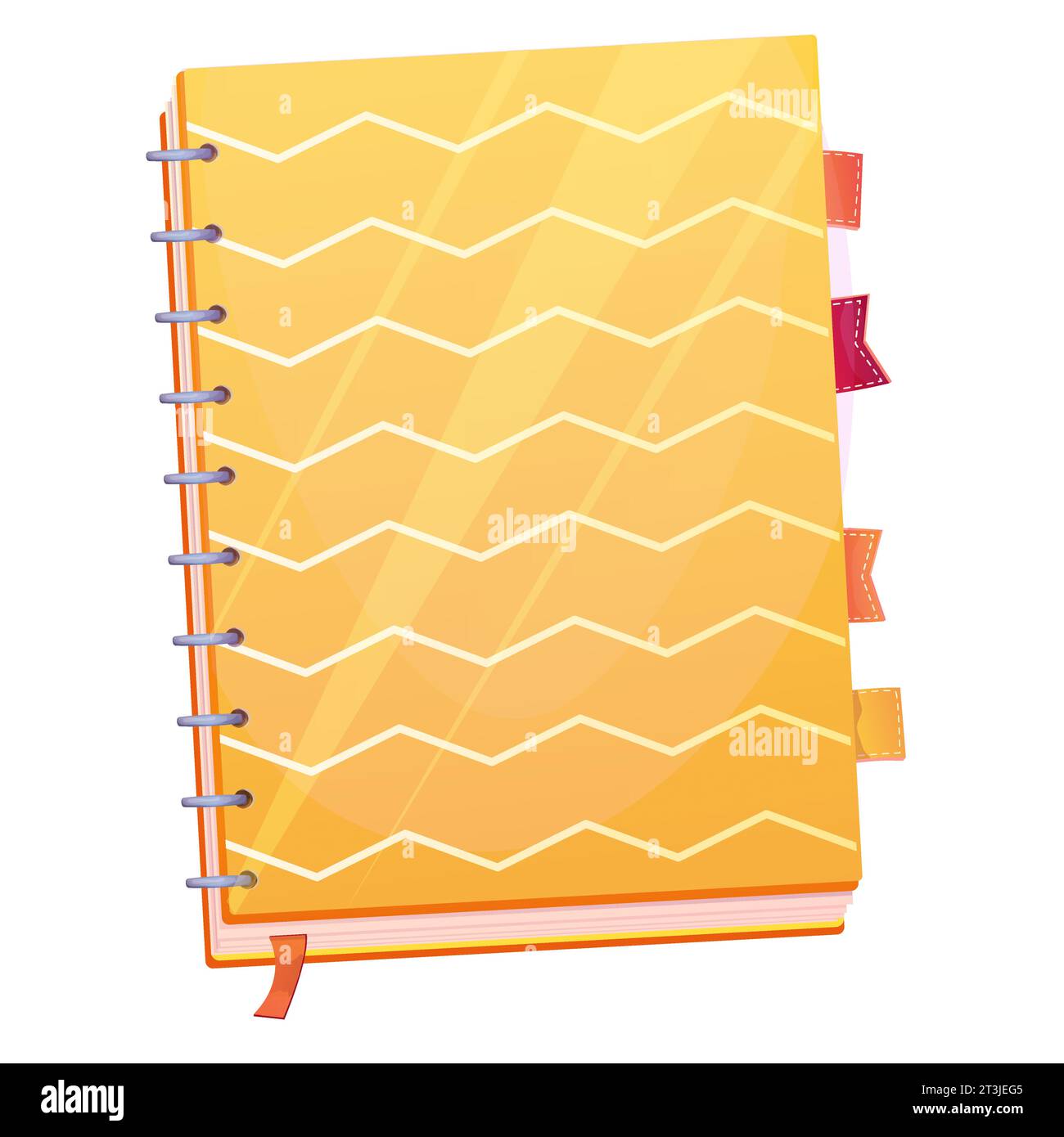 Notebook closed with spiral, marks top view in cartoon style isolated ...