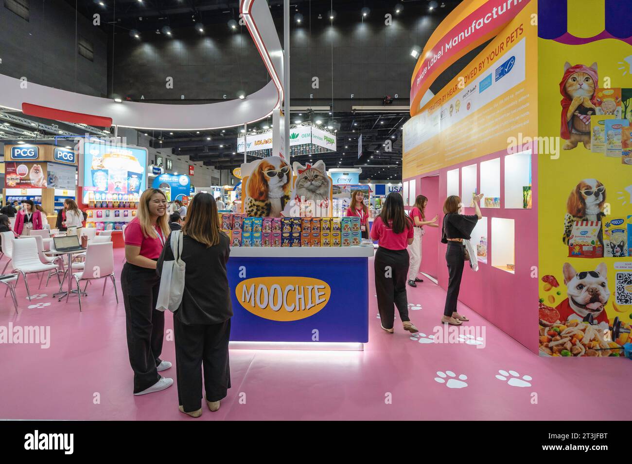 Bangkok, Thailand. 25th Oct, 2023. A booth of Moochie pet food is seen ...