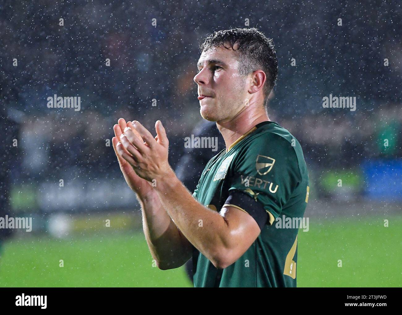 Adam Randell #20 of Plymouth Argyle applauds the fans at full time ...