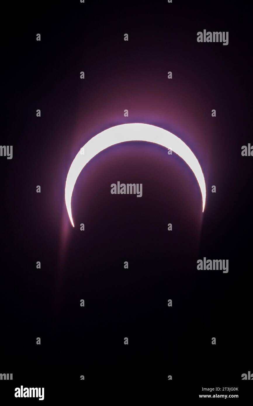 Annular solar eclipse; the moon between earth & the sun Stock Photo - Alamy