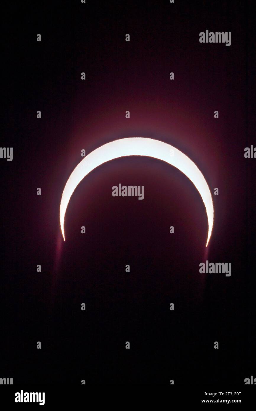 Annular solar eclipse; the moon between earth & the sun Stock Photo - Alamy