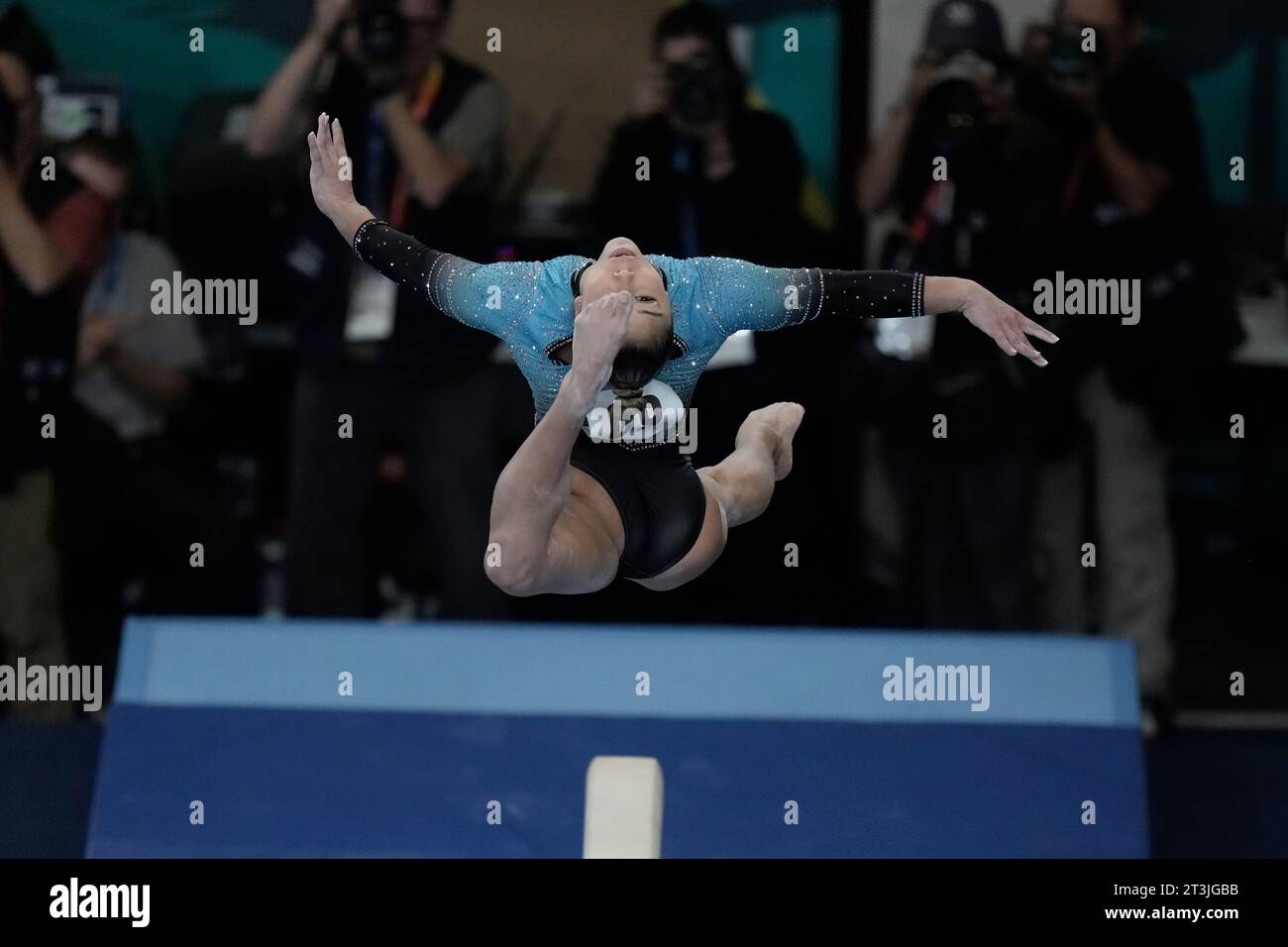 Brazil's Flavia Saraiva competes in the women's gymnastics balance beam ...