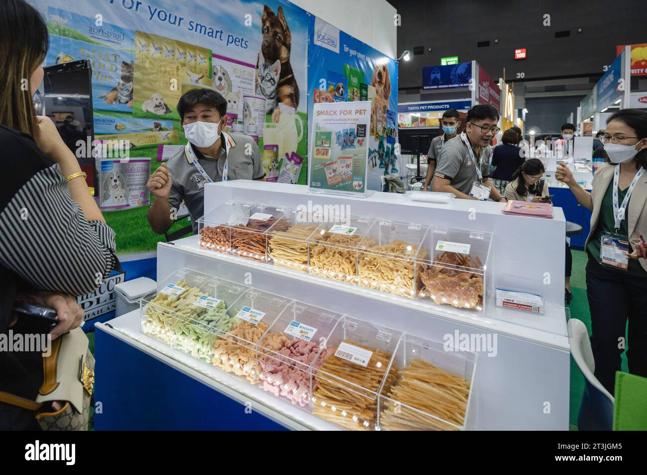 Bangkok, Thailand. 25th Oct, 2023. The booth of Pookie snacks for pets ...