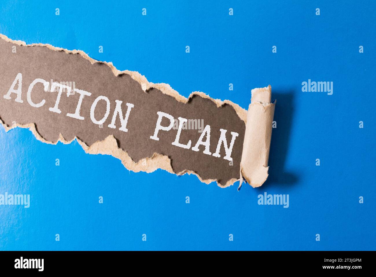 Paper plate with text ACTION PLAN 2021. Diagram, notepad and blue ...