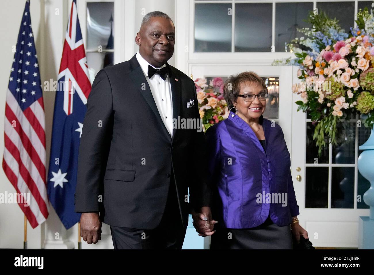Secretary of Defense Lloyd Austin and Charlene Austin, arrive for the ...