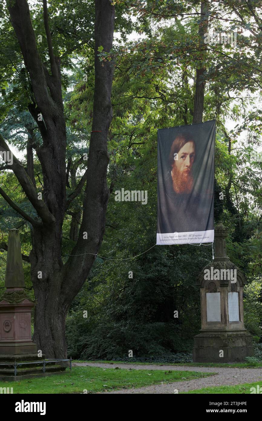 Banner with portrait of landscape painter August Weber, artist of the ...