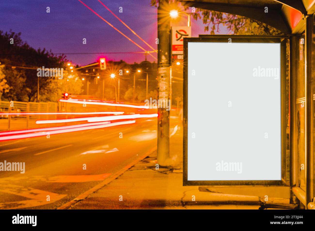 Blank billboard bus stop night Stock Photo - Alamy