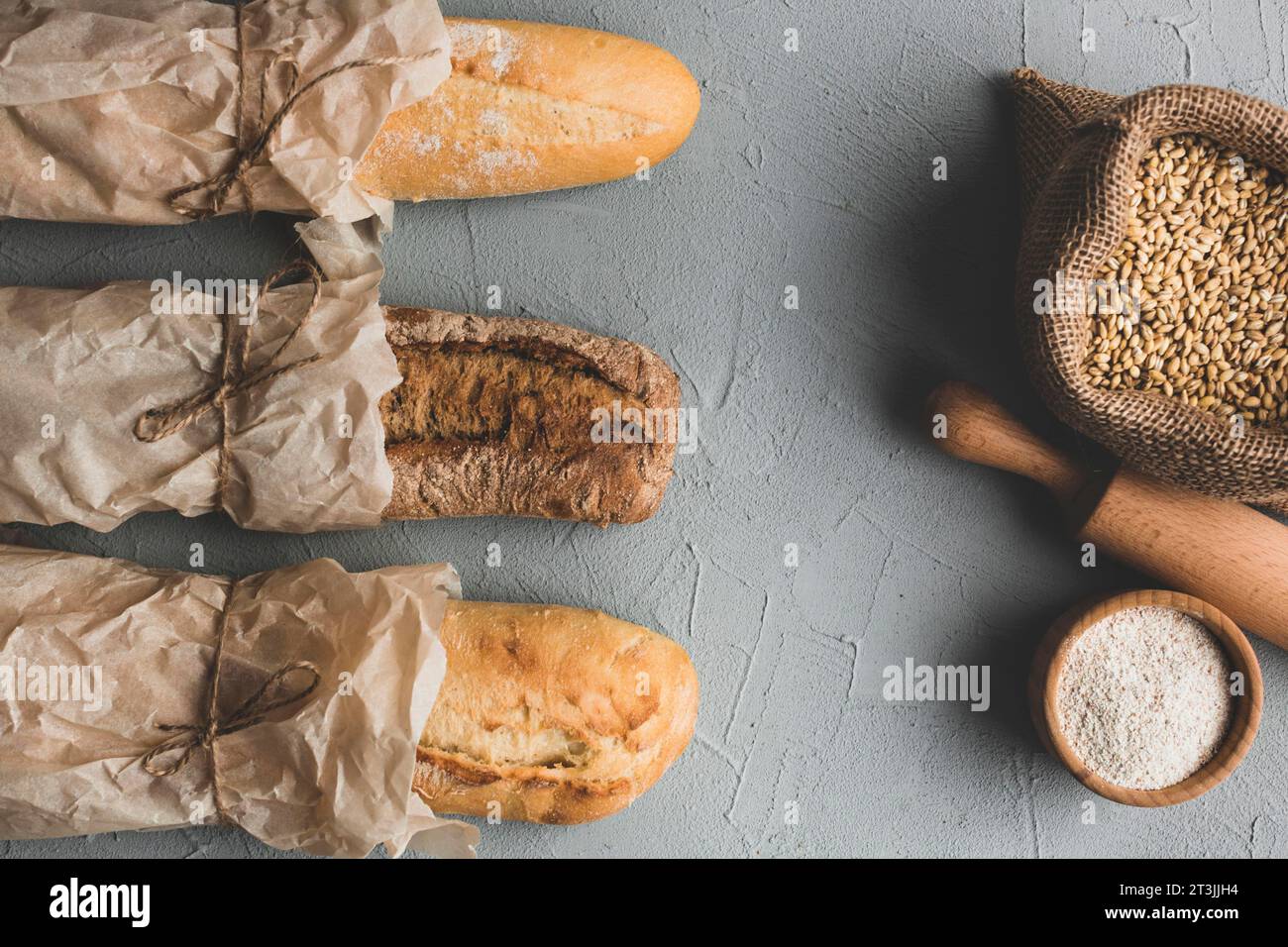 Composed loaves bread grains Stock Photo - Alamy