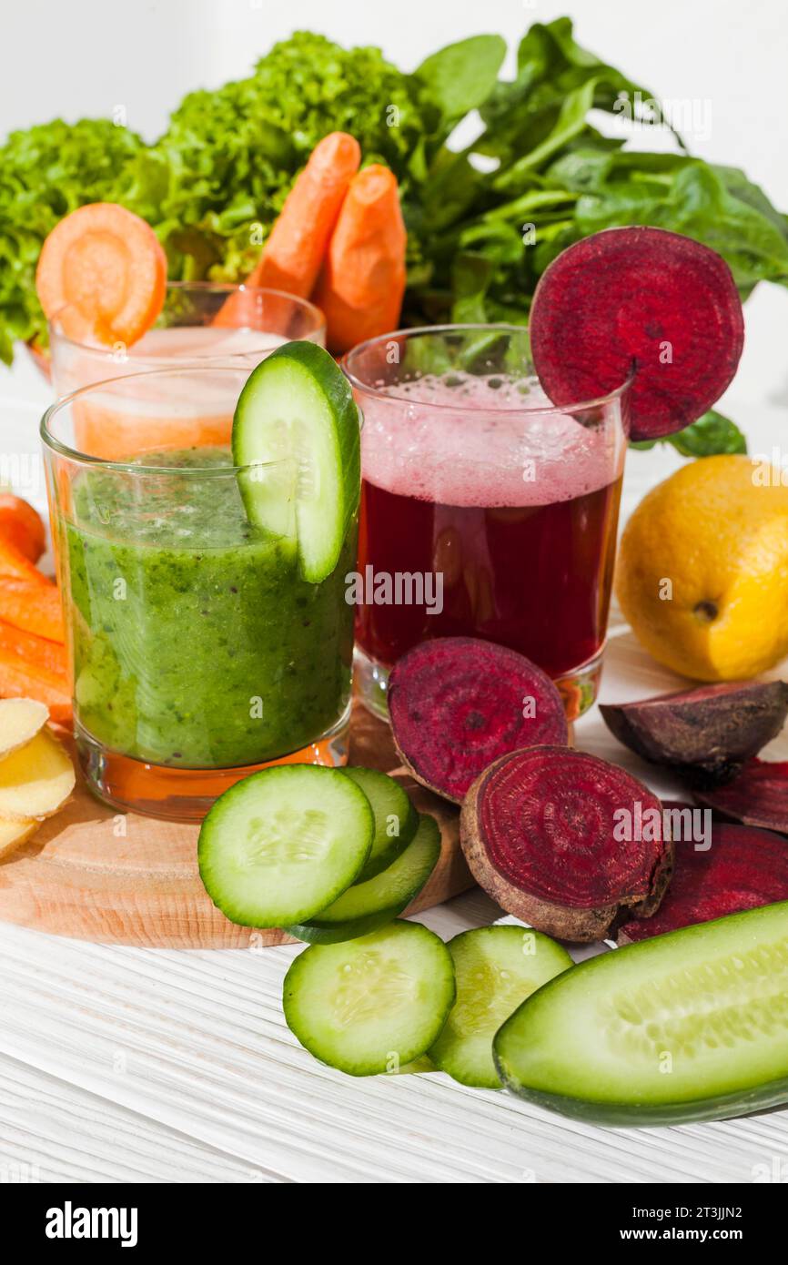Different vegetable juices Stock Photo - Alamy