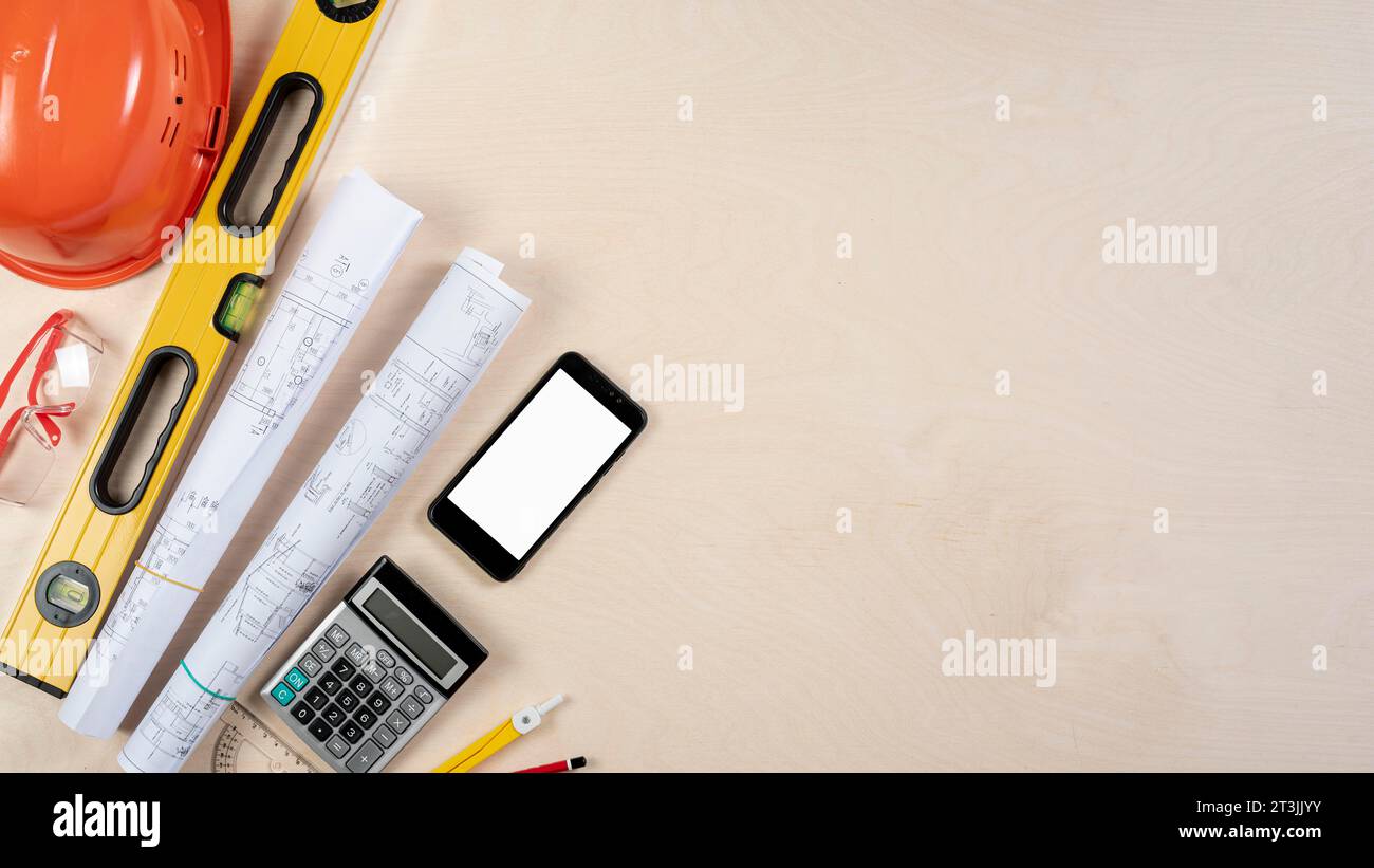 Flat lay architect work desk hi-res stock photography and images - Alamy