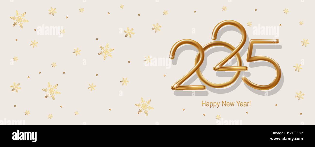 2025 Happy New Year hand lettering calligraphy. Vector holiday ...