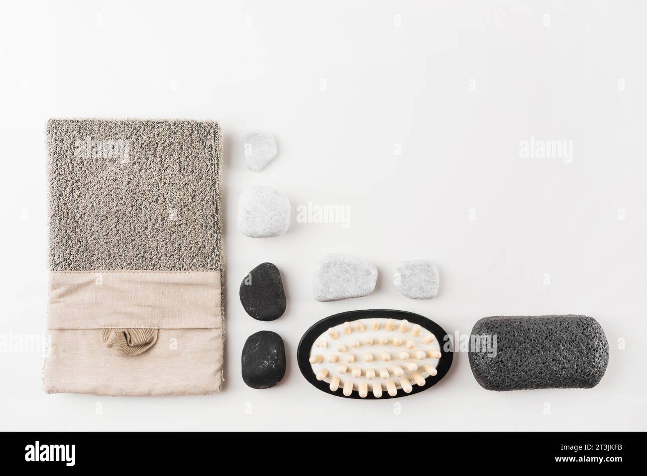 Loofah spa stones massage brush pumice stone isolated white background ...
