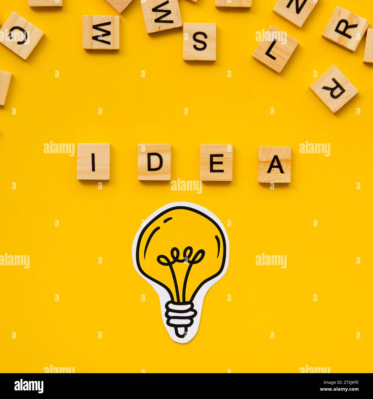 Idea word from scrabble letters light bulb Stock Photo - Alamy