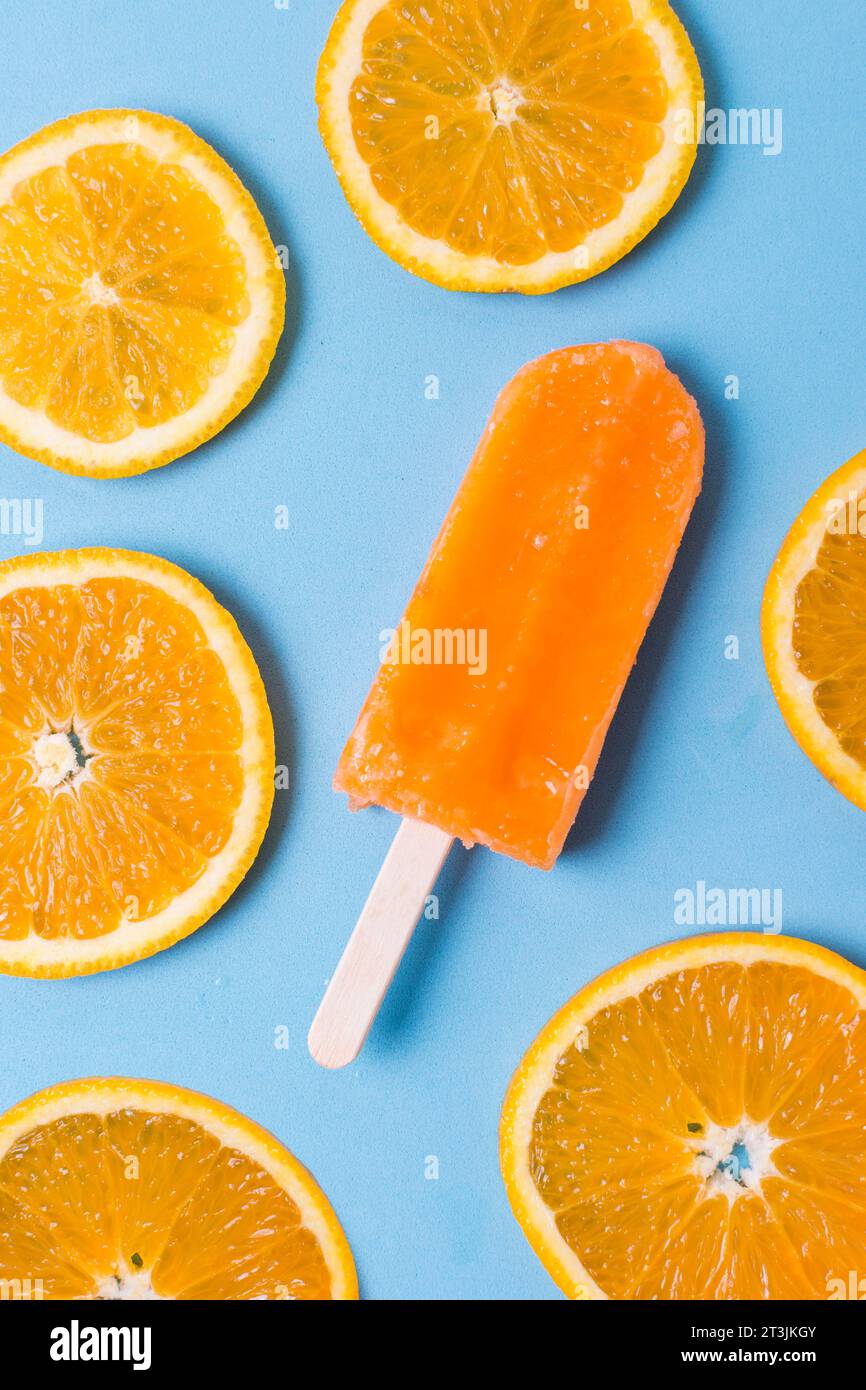 Homemade popsicle ice cream slices orange Stock Photo - Alamy