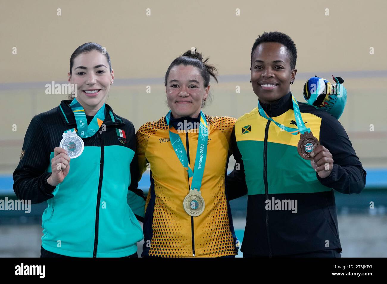 Medalists, from left, Mexico's Maria Gaxiola, silver, Colombia's Martha ...