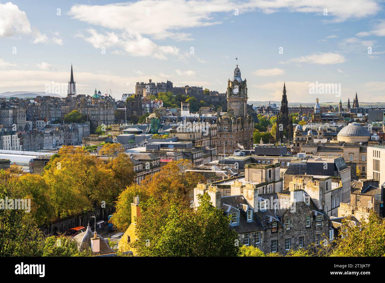 View from Calton Hill of the historic Old Town with the Edinburgh ...