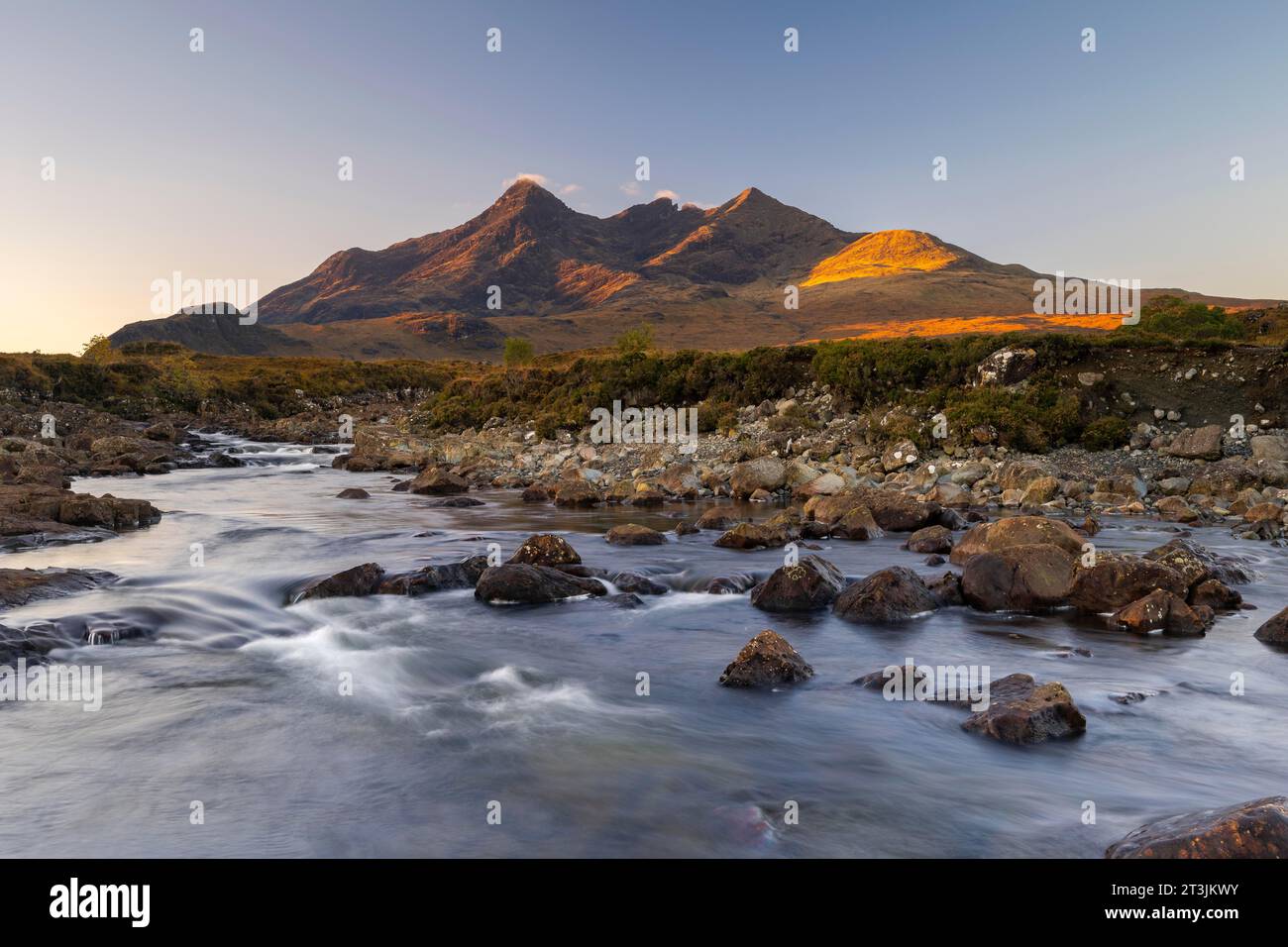 River Sligachan, Cuillin Mountains in the background, Isle of Skye ...
