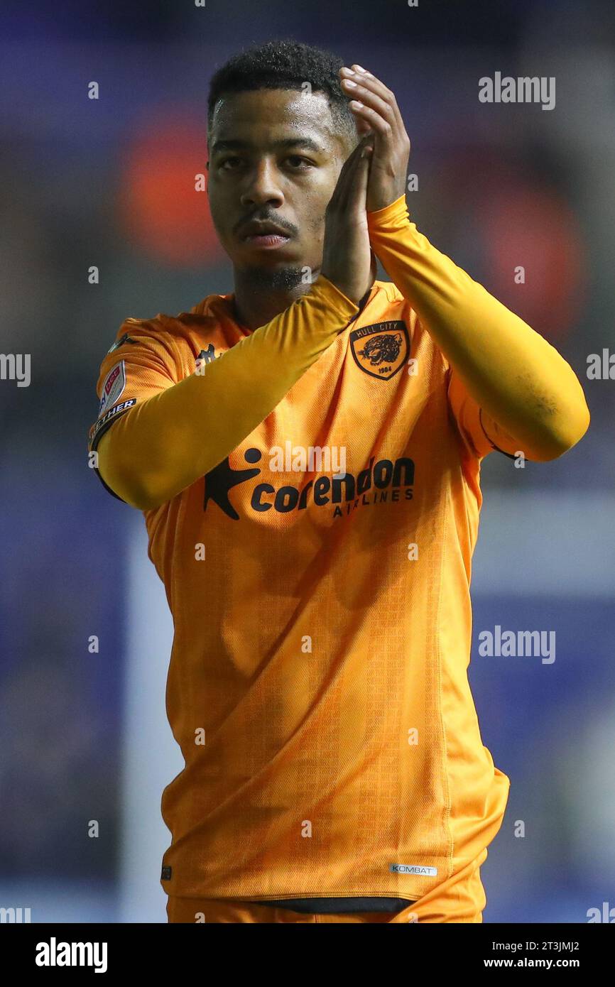 Jason Eyenga-Lokilo #22 of Hull City applauds the travelling fans after ...