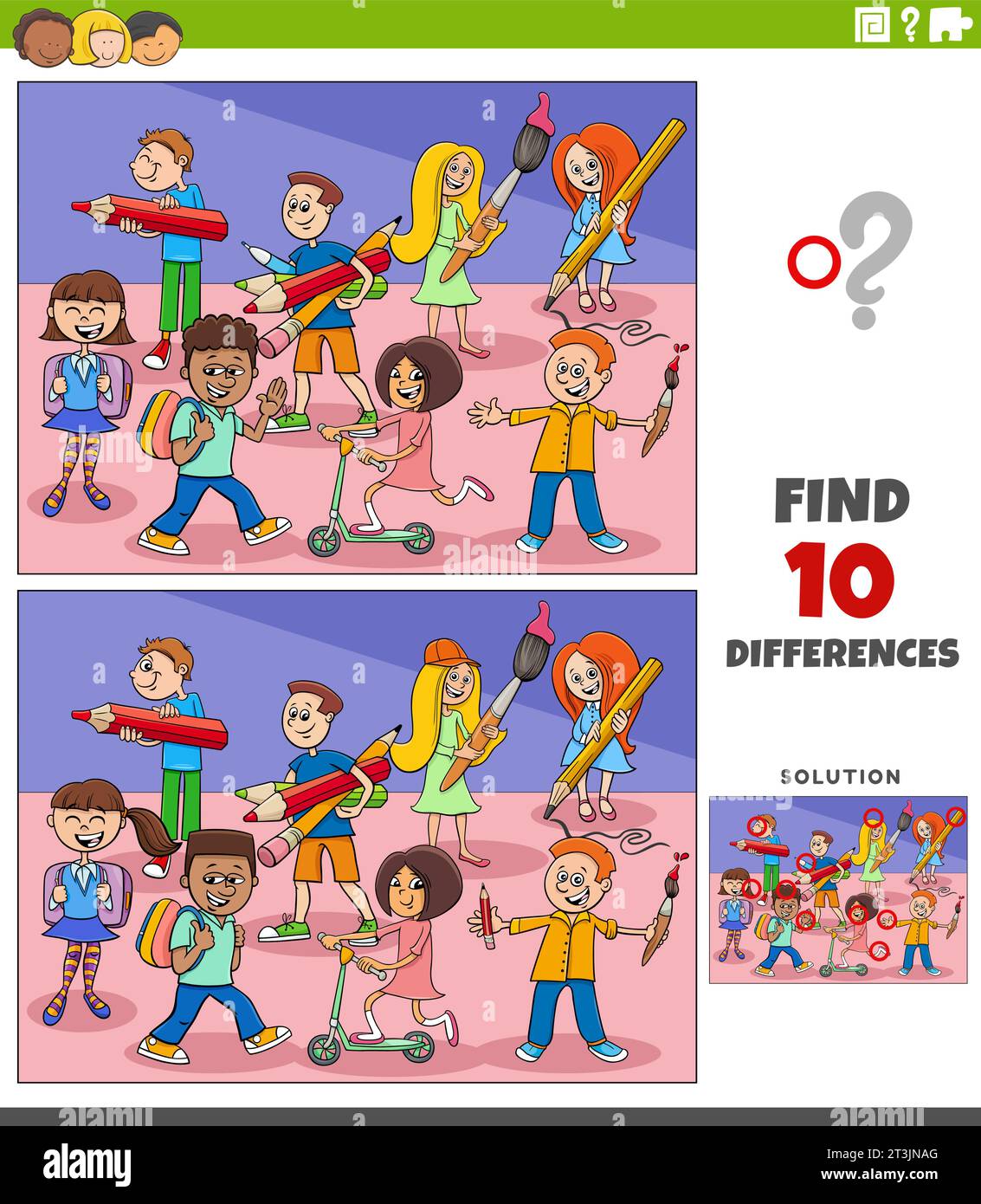 Cartoon illustration of finding the differences between pictures ...