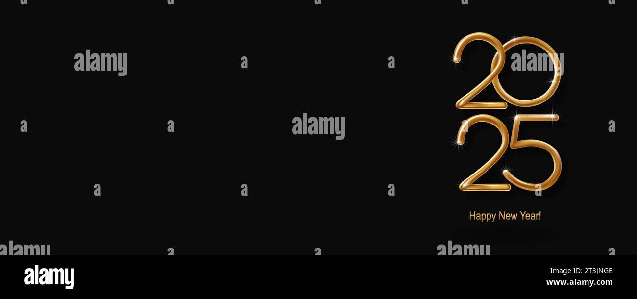 2025 Happy New Year hand lettering calligraphy. Vector holiday ...