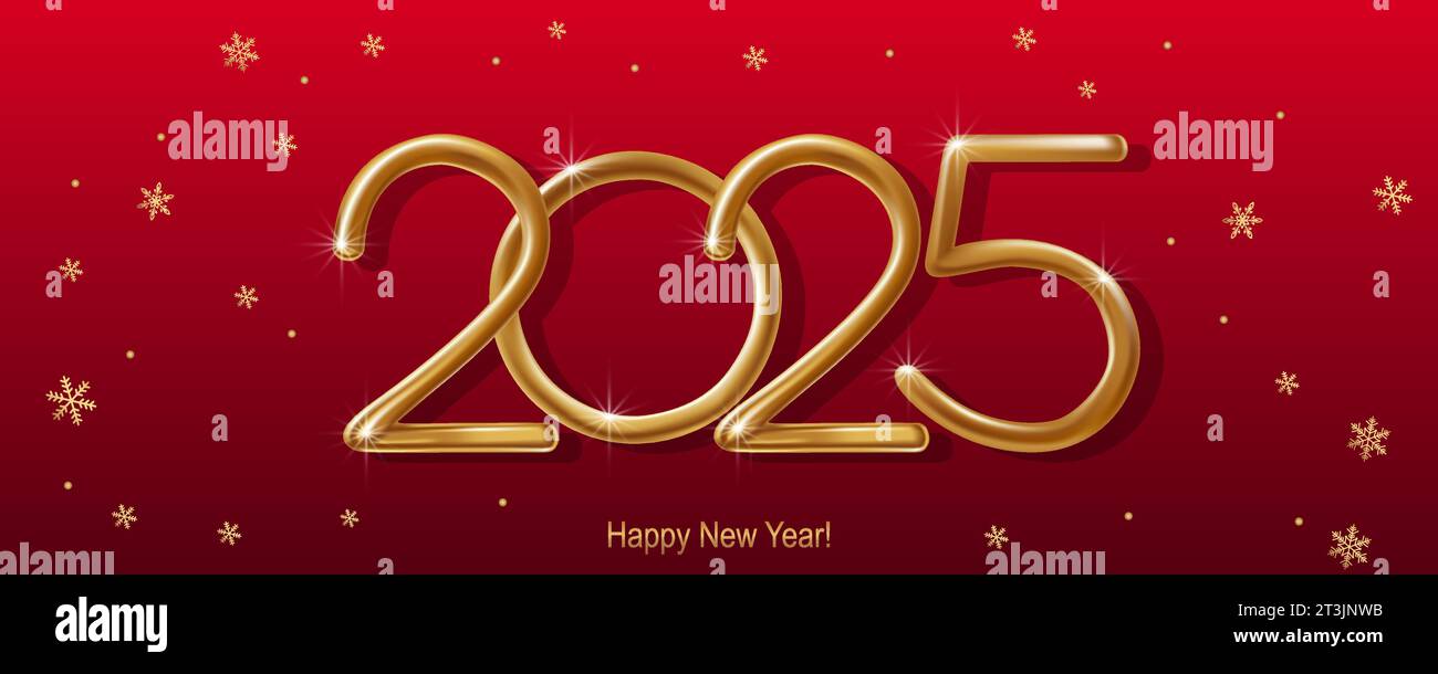 2025 Happy New Year hand lettering calligraphy. Vector holiday ...