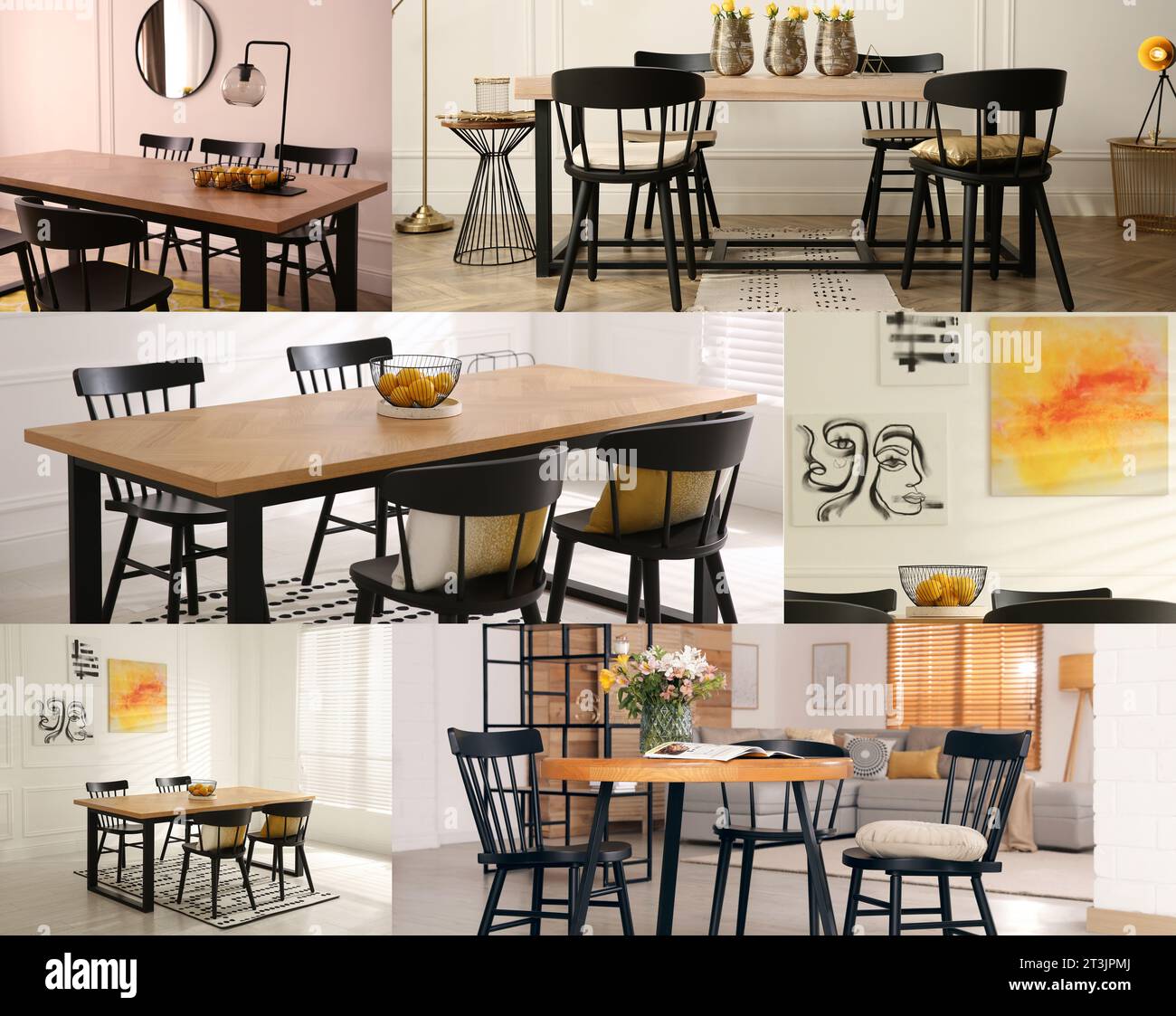 Interior design ideas. Stylish dining rooms, collage of photos Stock ...