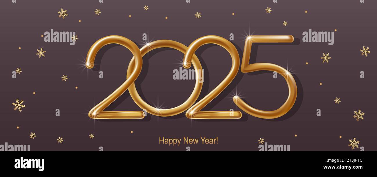 2025 Happy New Year hand lettering calligraphy. Vector holiday ...